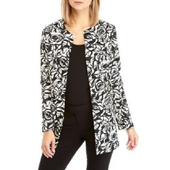 Kasper | Jackets & Coats | New Kasper Printed Black Open Front Jacket ...